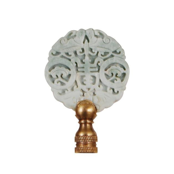 Hand Carved Green Jade Finial with Brass Base | Room Tonic