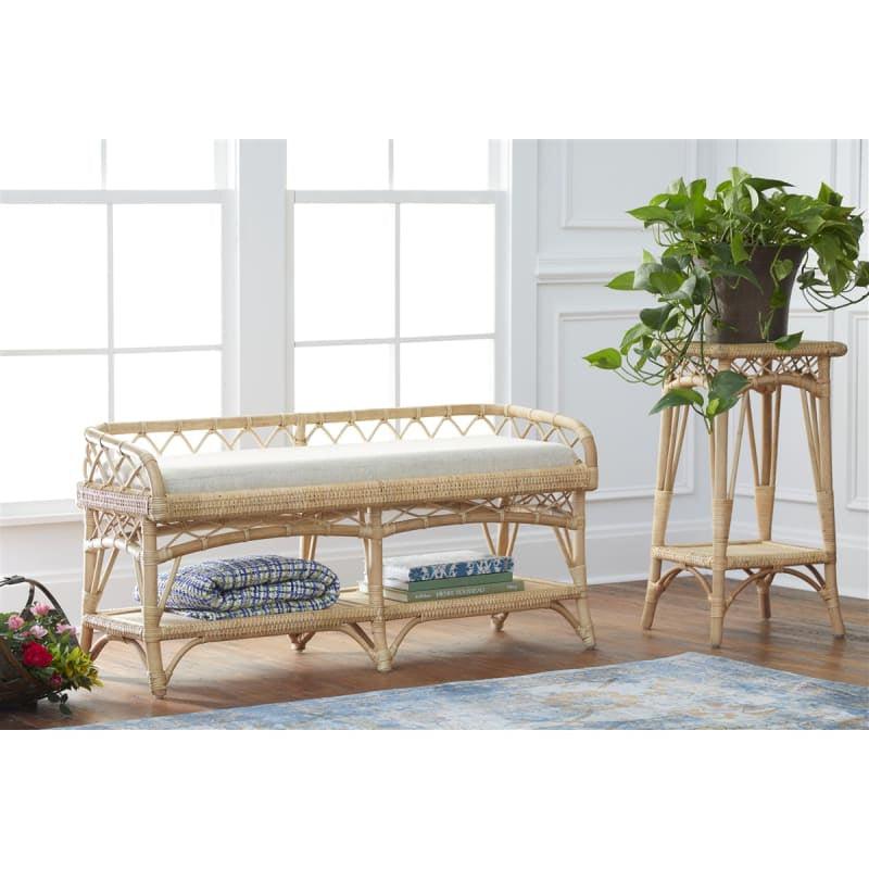 Charleston 48" Rattan Bench with Seat Cushion | Room Tonic